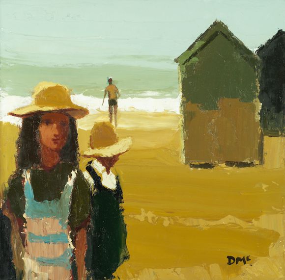Bonhams : Donald McIntyre (British, 1923-2009) 'Two girls two huts'