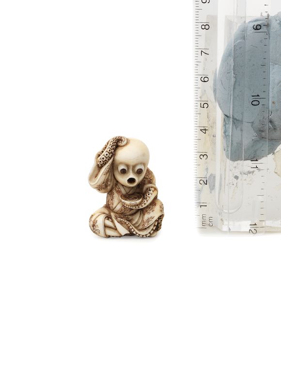 Bonhams : An amusing ivory netsuke of an octopus Style of Hidemasa ...