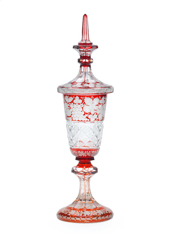 Bonhams A Czechoslovakian Part Ruby Stained Goblet And Cover Circa