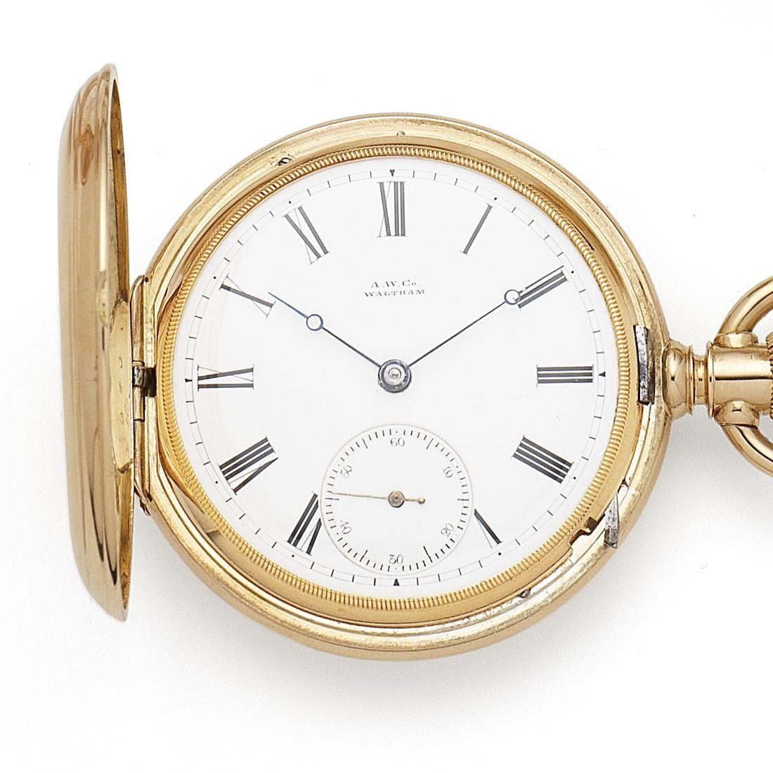 Bonhams Waltham An 18k Gold Keyless Wind Full Hunter Pocket Watch