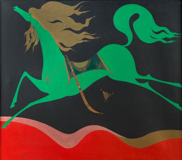 Bonhams : Rafic Charaf (1932-2003) The Green Steed