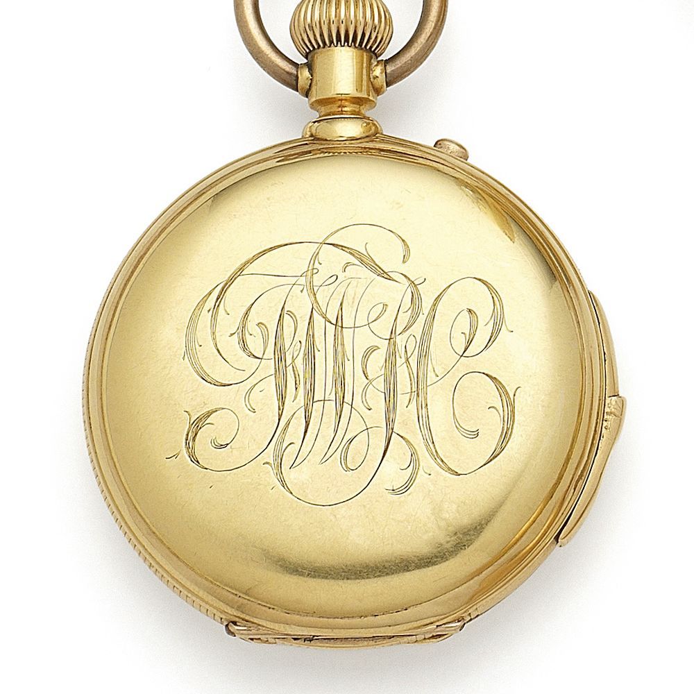 Bonhams : An 18K gold keyless wind quarter repeating full hunter pocket ...