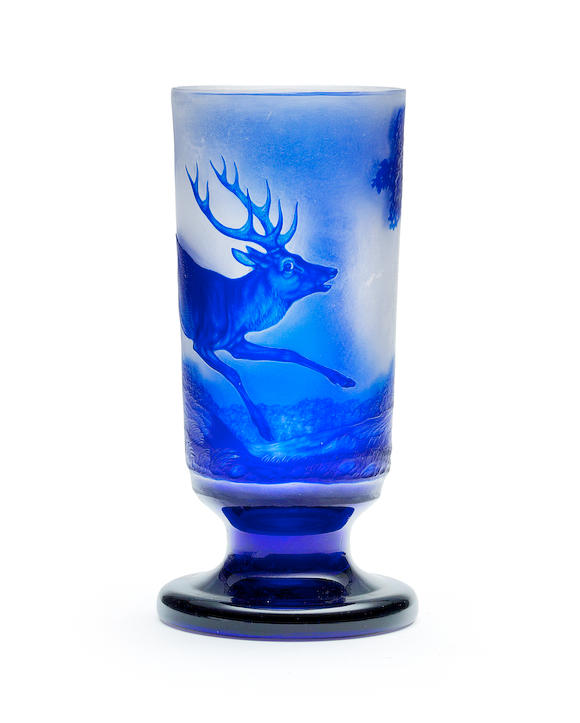 Bonhams A Bohemian Blue Overlay Beaker Or Stangenglas Circa 1850 70
