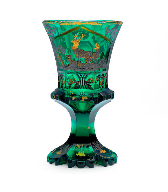 Bonhams A Bohemian Emerald Green Goblet Circa 1840