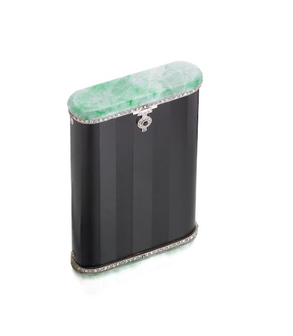 Bonhams : An Art Deco onyx, jade and diamond cigarette case, by Strauss ...