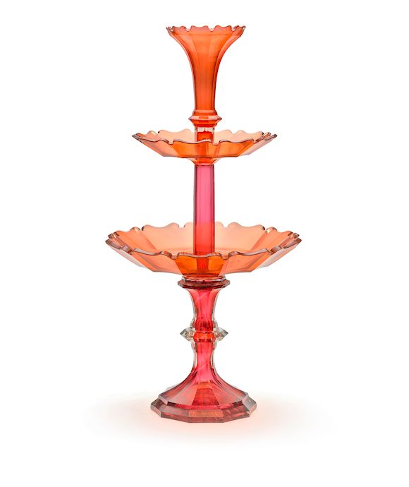 Bonhams : A Bohemian pale ruby-stained dessert centrepeice, mid-19th ...