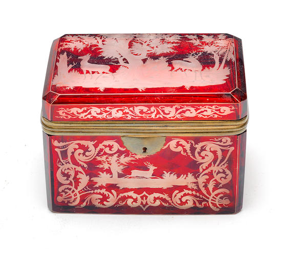 Bonhams A Bohemian Ruby Stained Jewel Casket Circa 1850 70