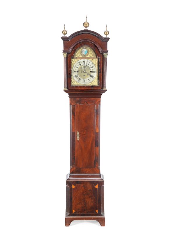 Bonhams : A George III mahogany and inlaid eight day 'Penny Moon' type ...