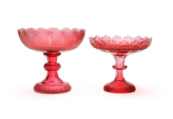 Bonhams : A part suite of pale ruby stained cut glass, possibly Russian ...