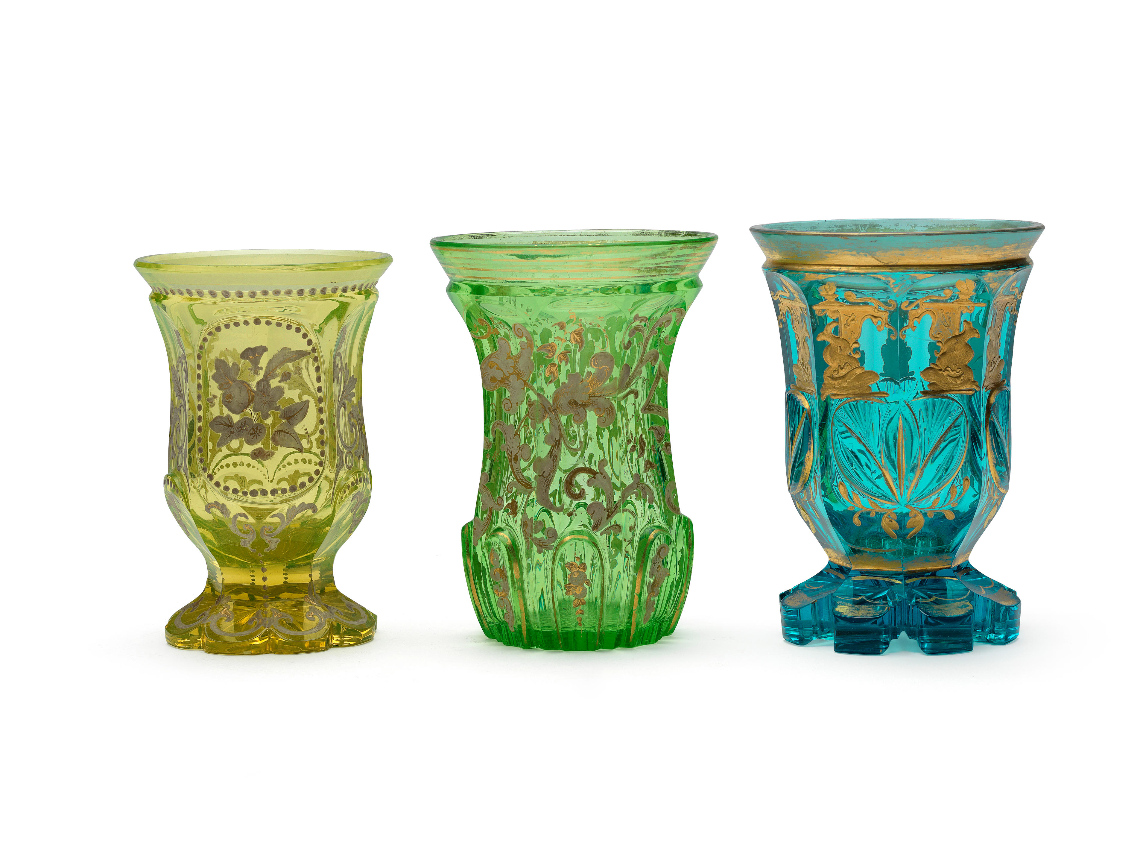 Bonhams Three Bohemian Coloured And Gilded Glass Beakers Circa 1835 50