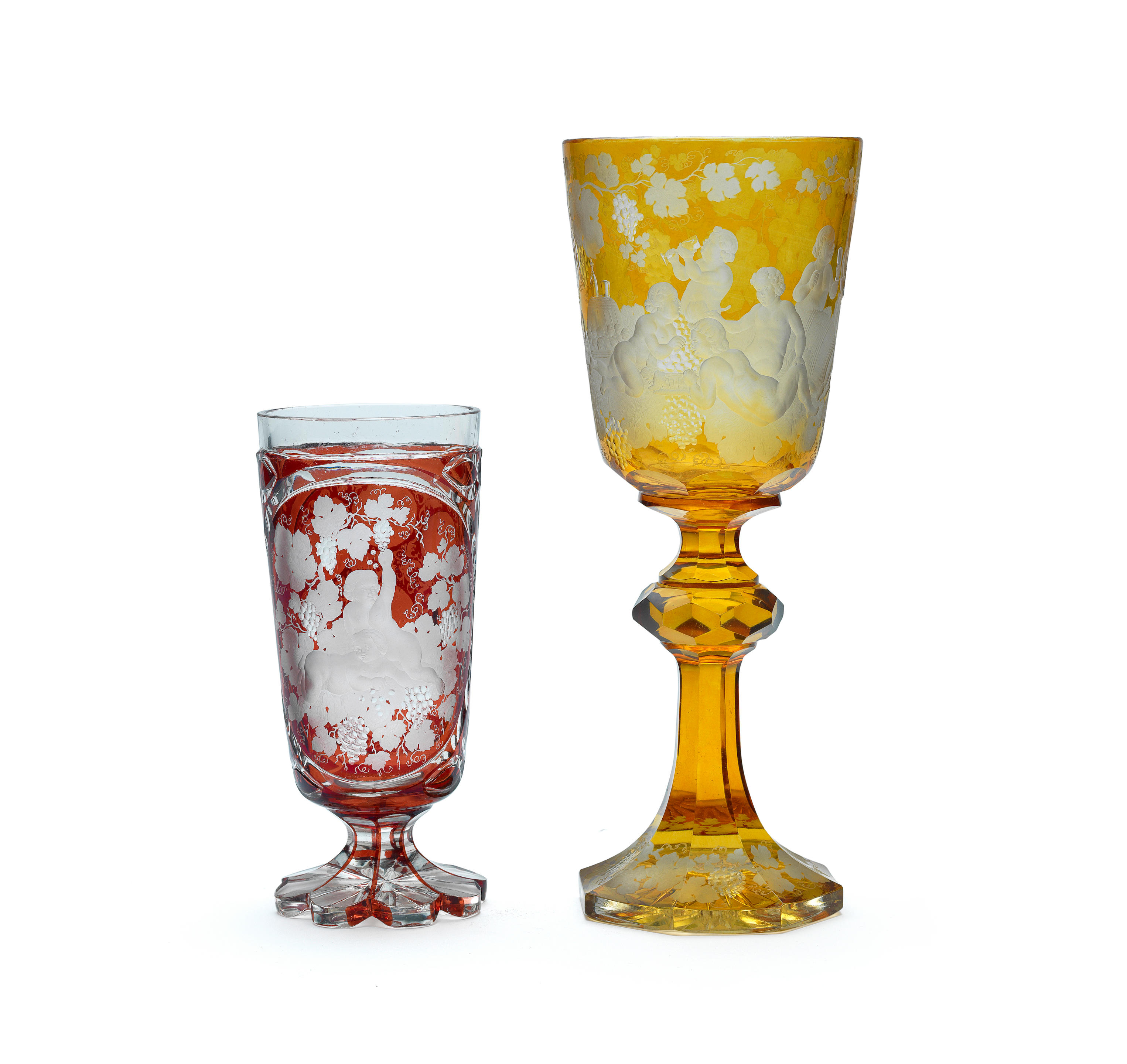 Bonhams A Bohemian Ruby Stained Beaker Or Stangenglas And An Amber