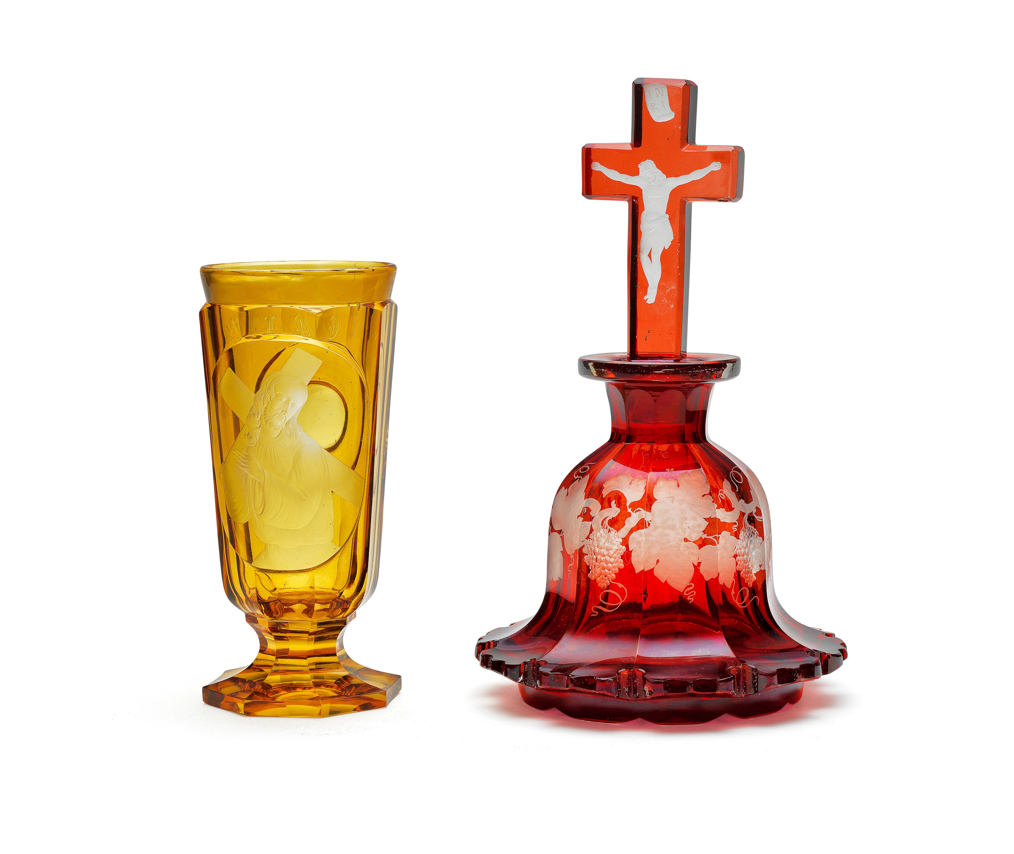 Bonhams : A Bohemian beaker and a Holy Sacrament bottle and crucifix ...