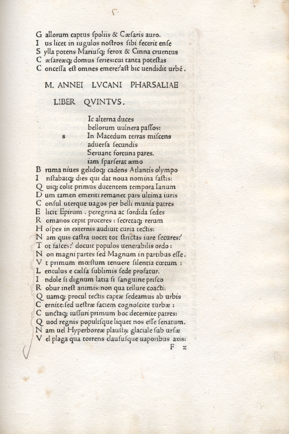 Bonhams : LUCANUS (MARCUS ANNAEUS) Pharsalia, [Edited by Johannes ...