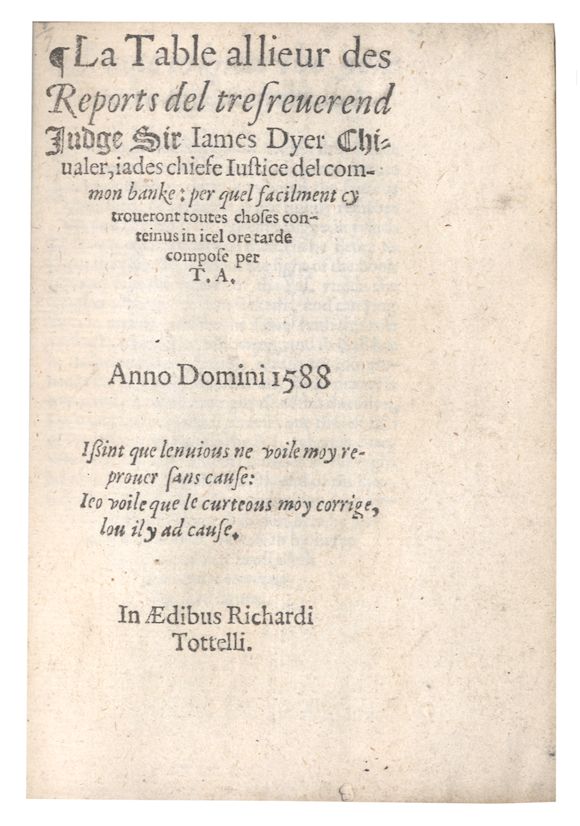 Bonhams : LAW [ASHE (THOMAS)] La table allieur des Reports del ...