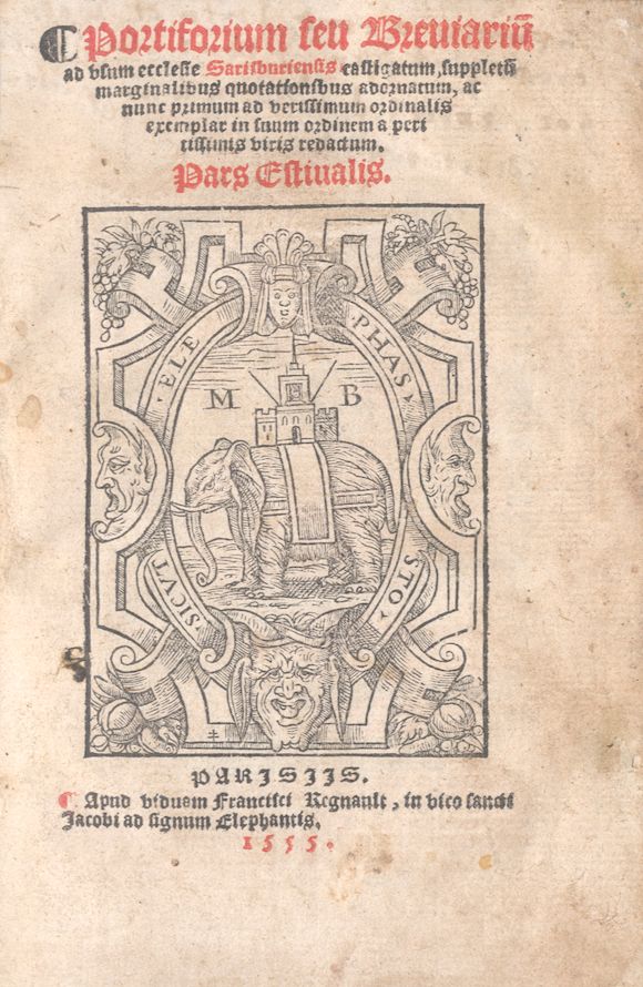 Bonhams : BREVIARY, USE OF SARUM [Portifiorum seu breviarium ad usum ...