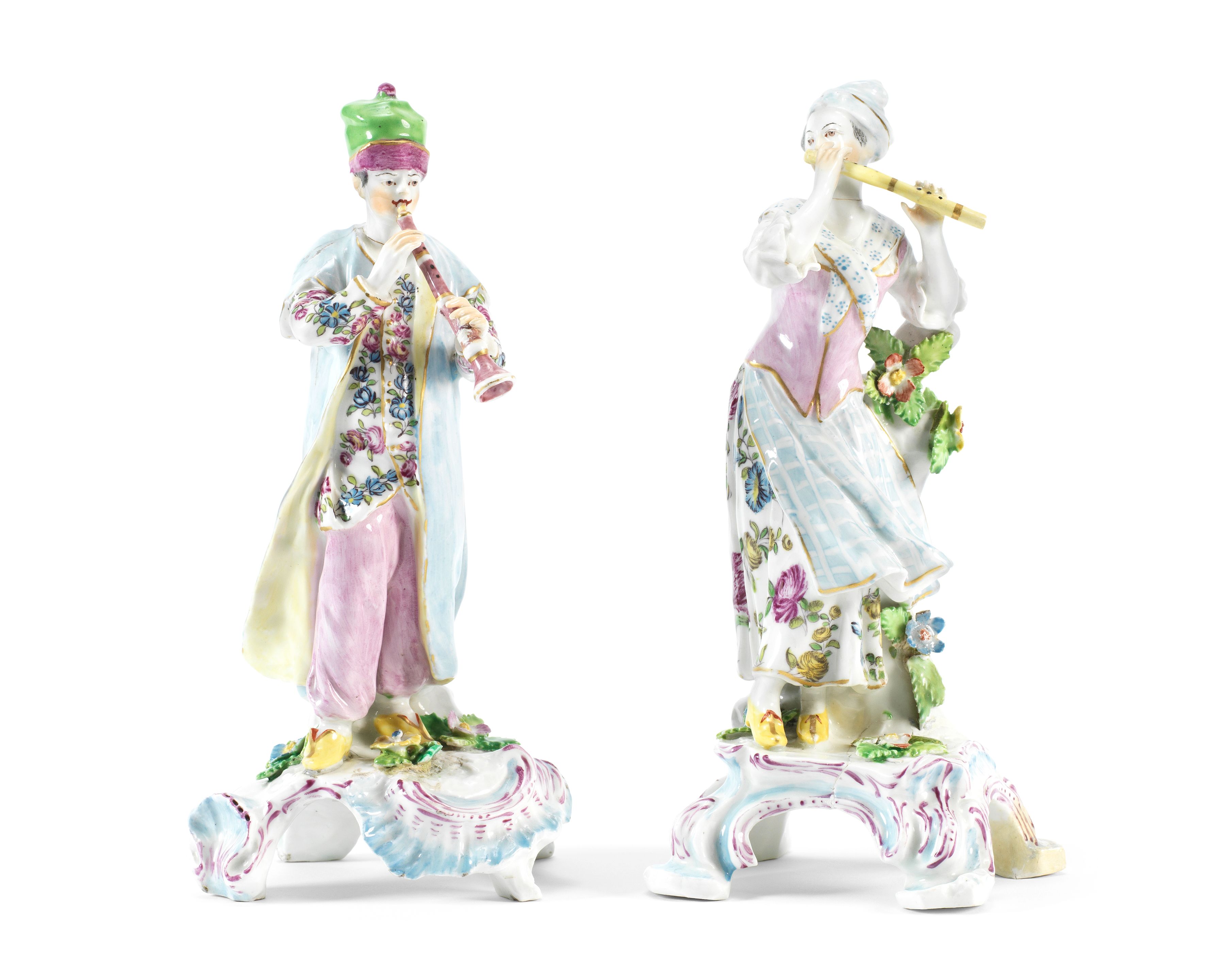Bonhams : An unrecorded pair of Bow figures of Turks, circa 1758-60