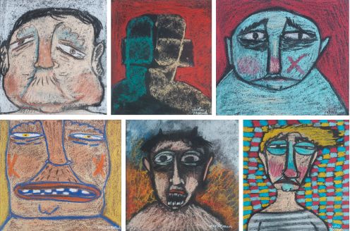 Bonhams : Nicholas Fattouh (Lebanon) Faces 25 x 25 cm each