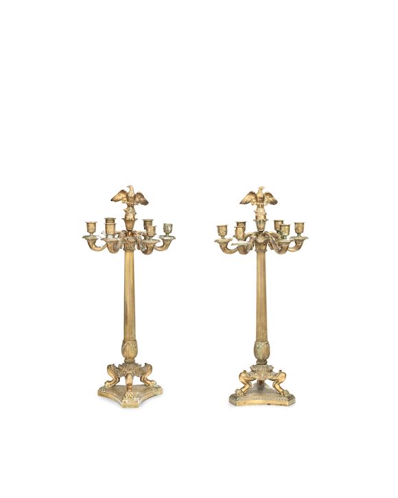 Bonhams : A pair of late 19th century French bronze six light ...