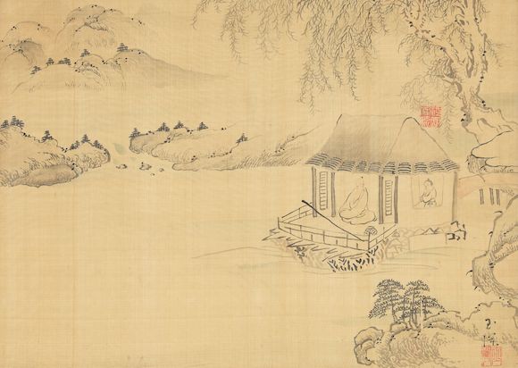 Bonhams : Tokuyama Gyokuran 徳山玉瀾 (1728-1784) Distant View from a ...