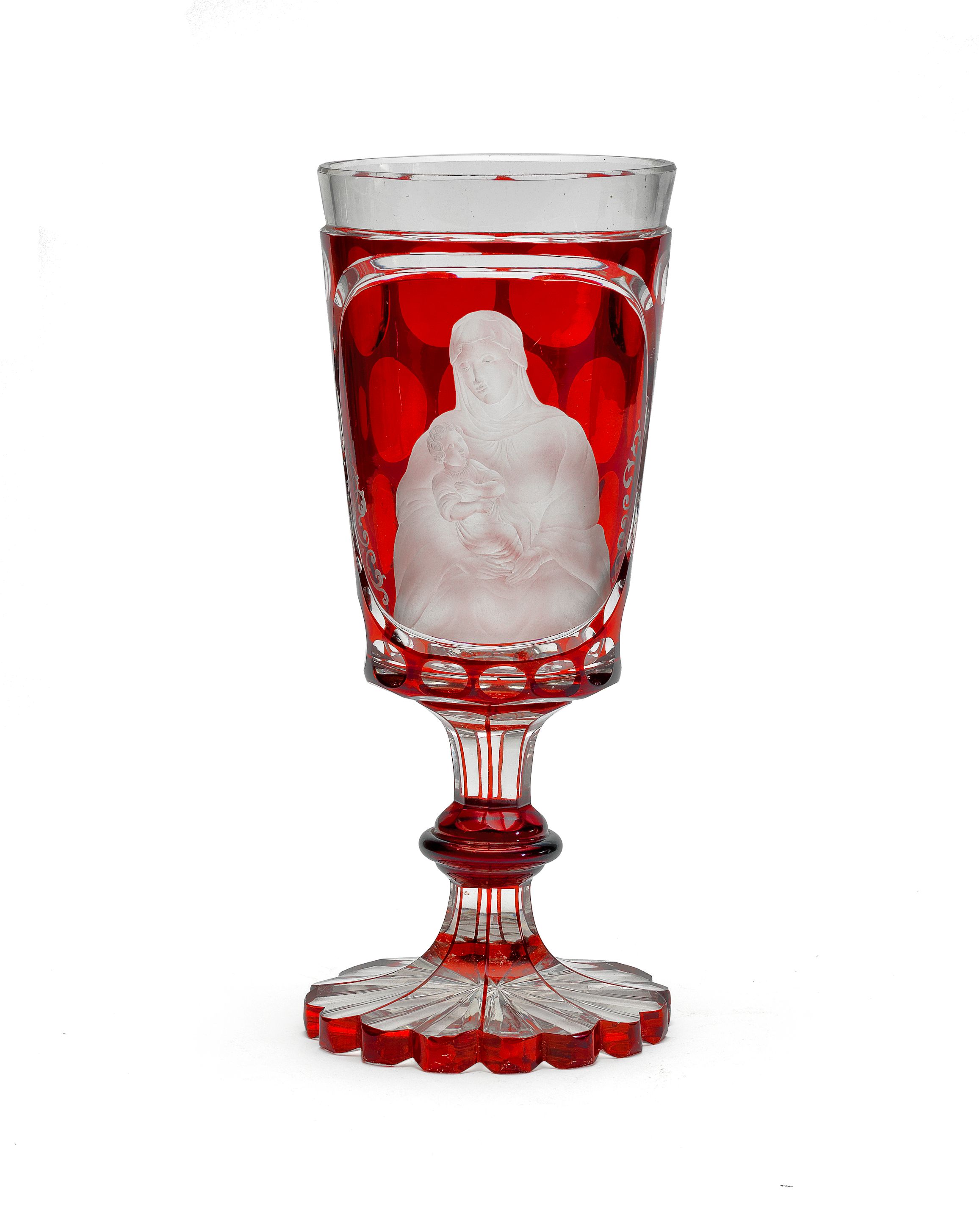 Bonhams : A Bohemian part ruby-stained goblet in the manner of Anton ...