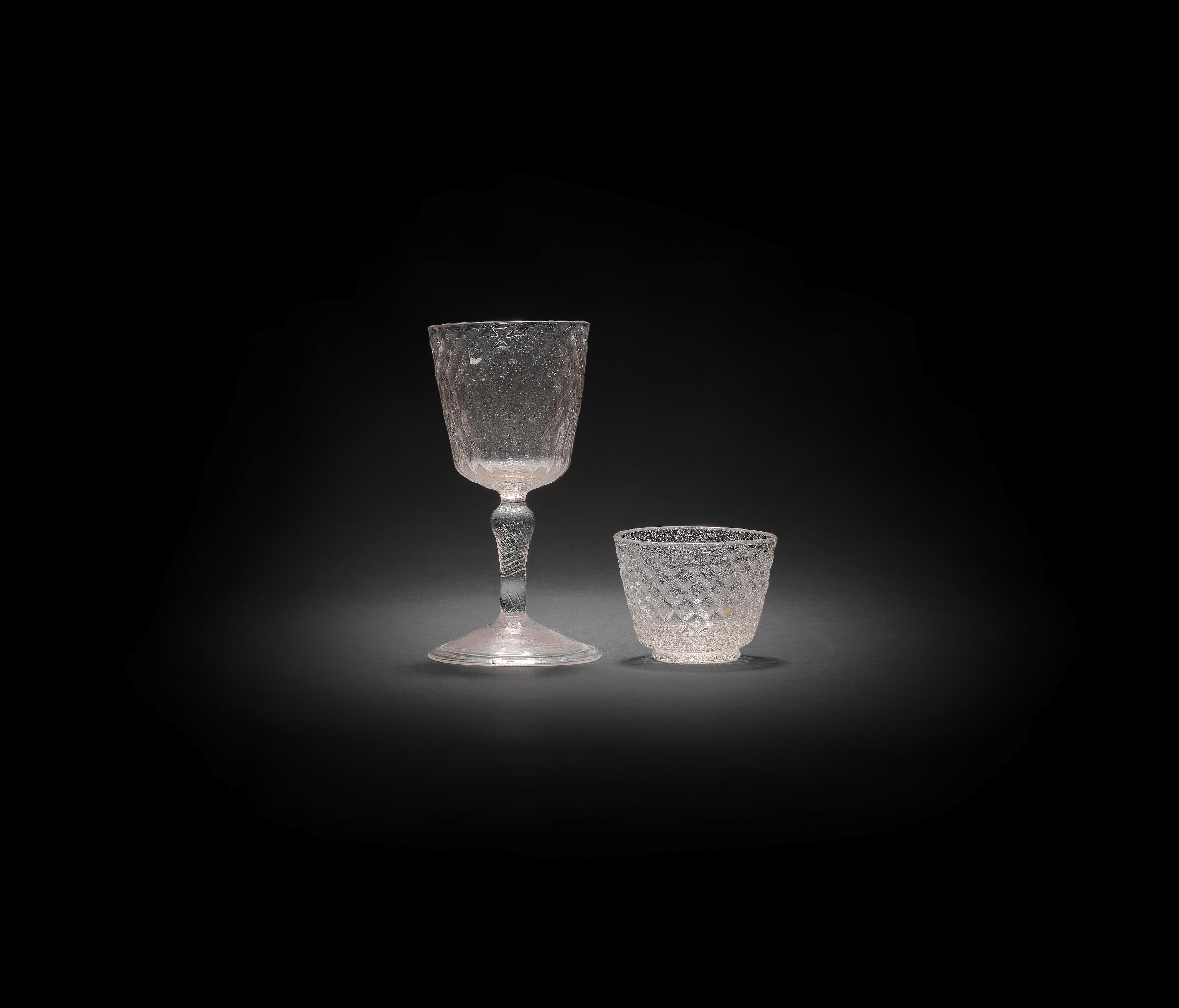 Bonhams A Set Of Five French Façon De Venise Wine Glasses And A