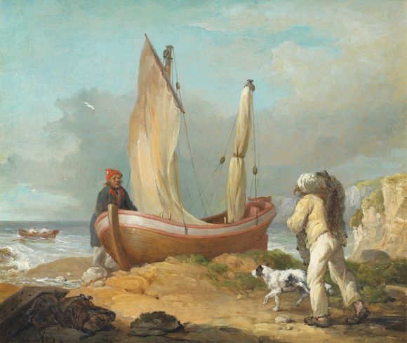 Bonhams : James Ward, RA (British, 1769-1859) Fishermen with their boat