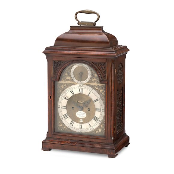 Bonhams : A 18th century walnut cased bracket clock The dial engraved ...