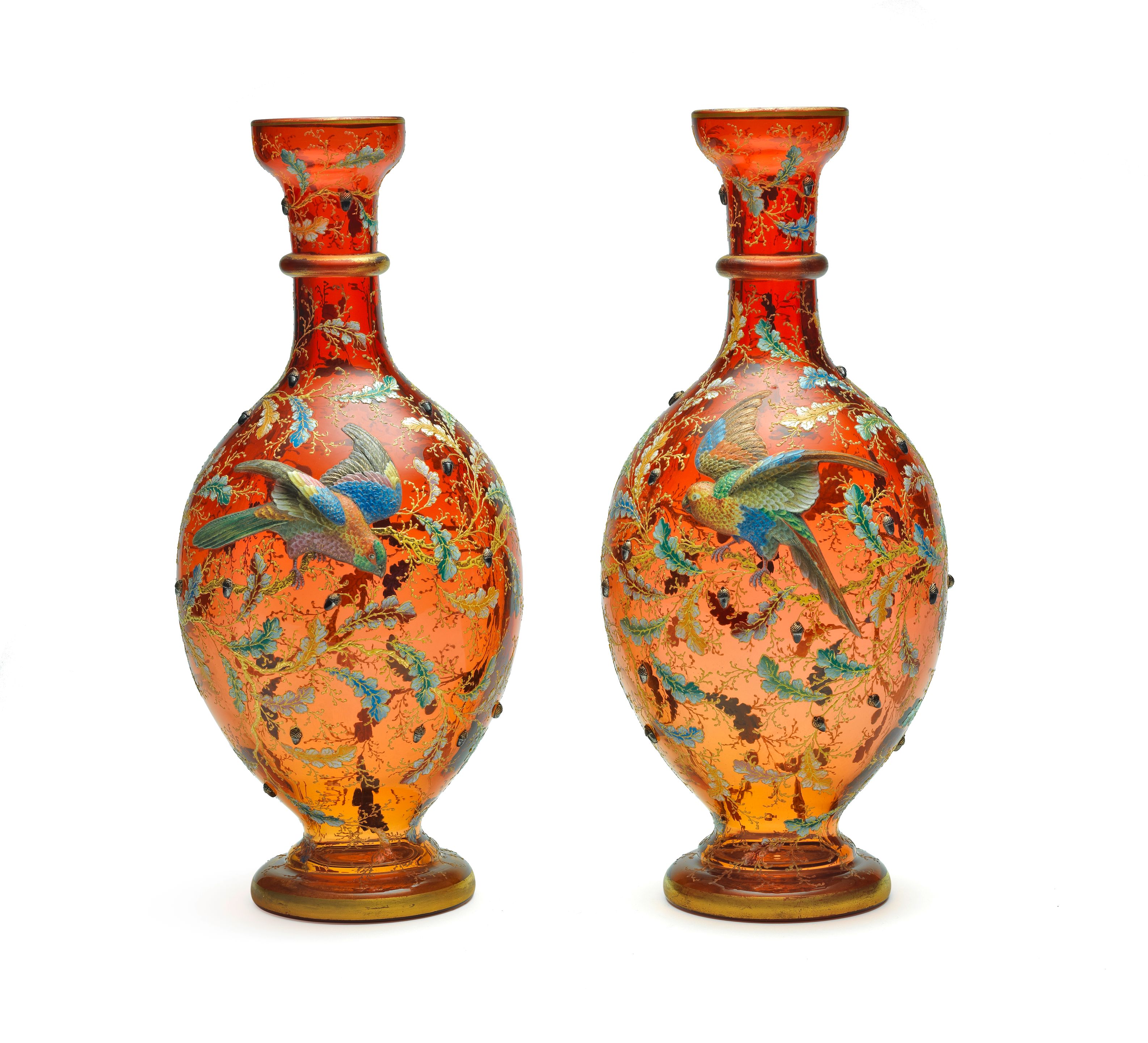 Bonhams : An exceptional pair of Moser sculptured and enamelled ...