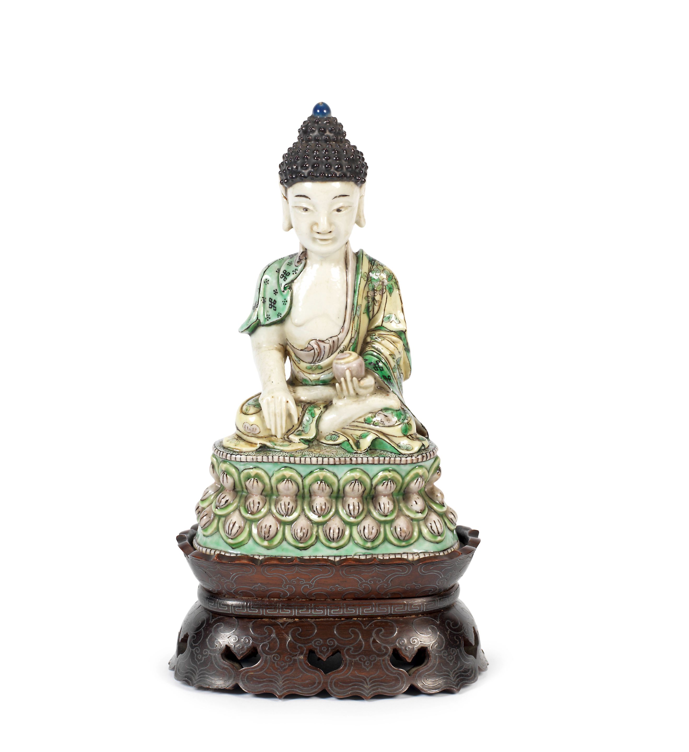 Bonhams : A famille verte figure of Buddha 18th/19th century