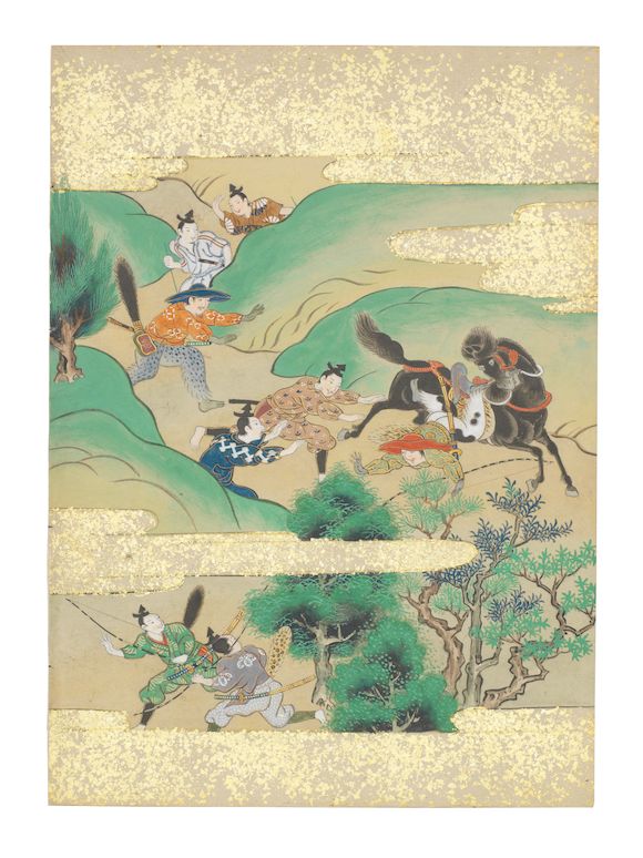 Bonhams : Artist Unknown, Nara-Ehon style Section from a Set of ...