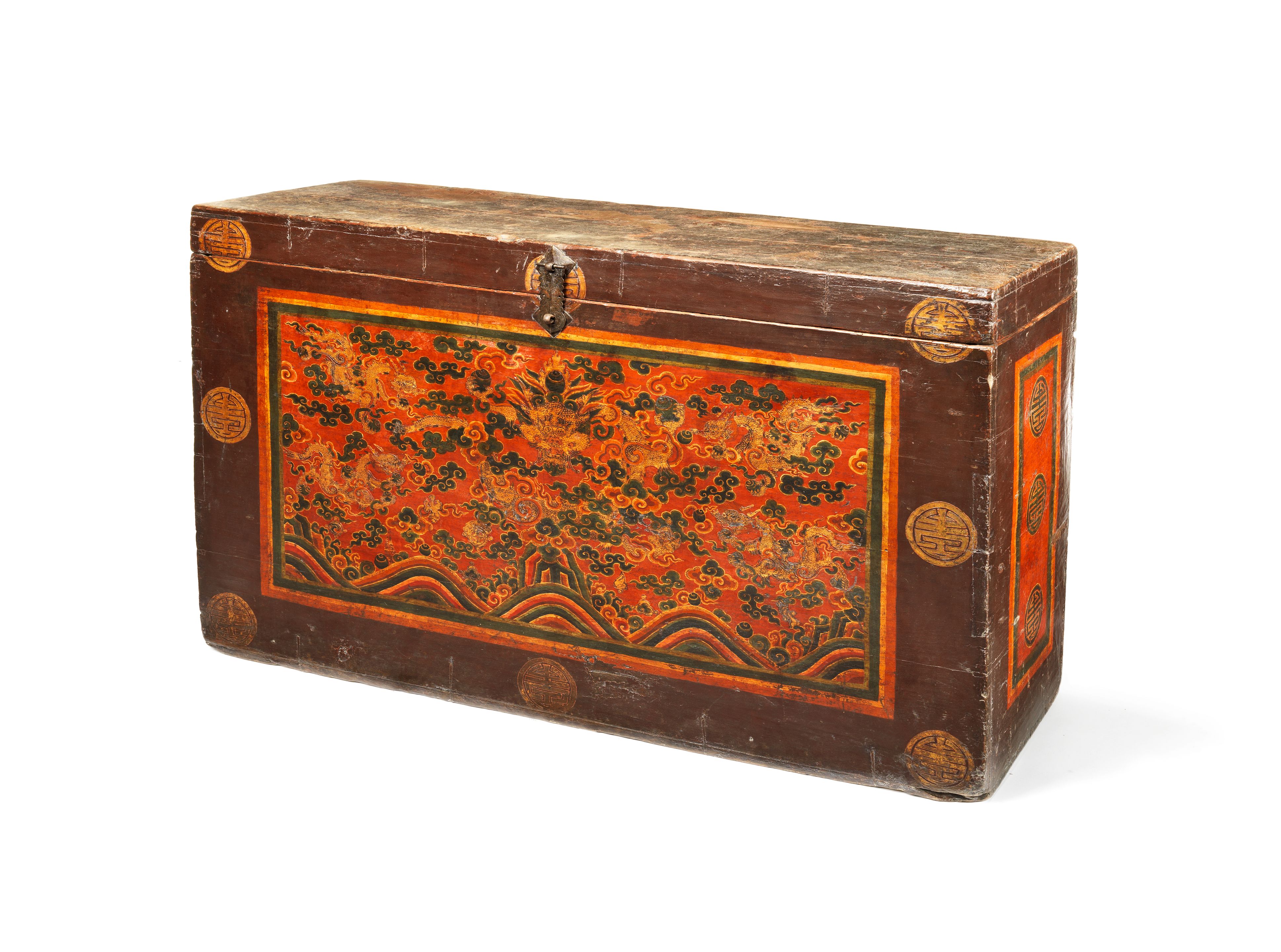 Bonhams : A Tibetan wooden 'dragon' chest 17th century (2)