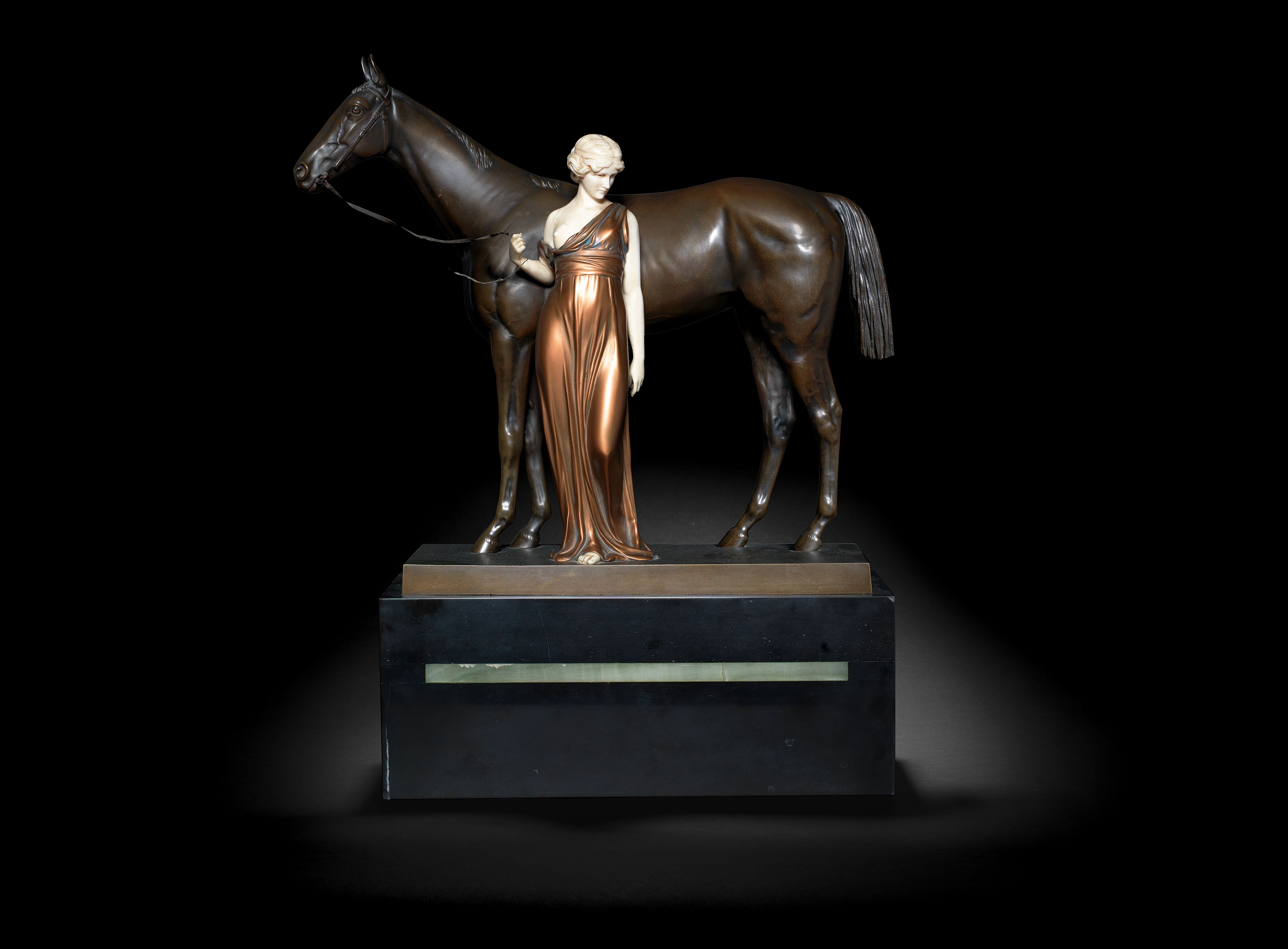 Bonhams : an impressive patinated bronze and carved ivory study of a ...
