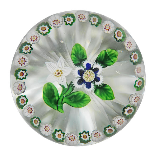 Bonhams A Rare Baccarat Garlanded Two Flower Paperweight Circa 1850