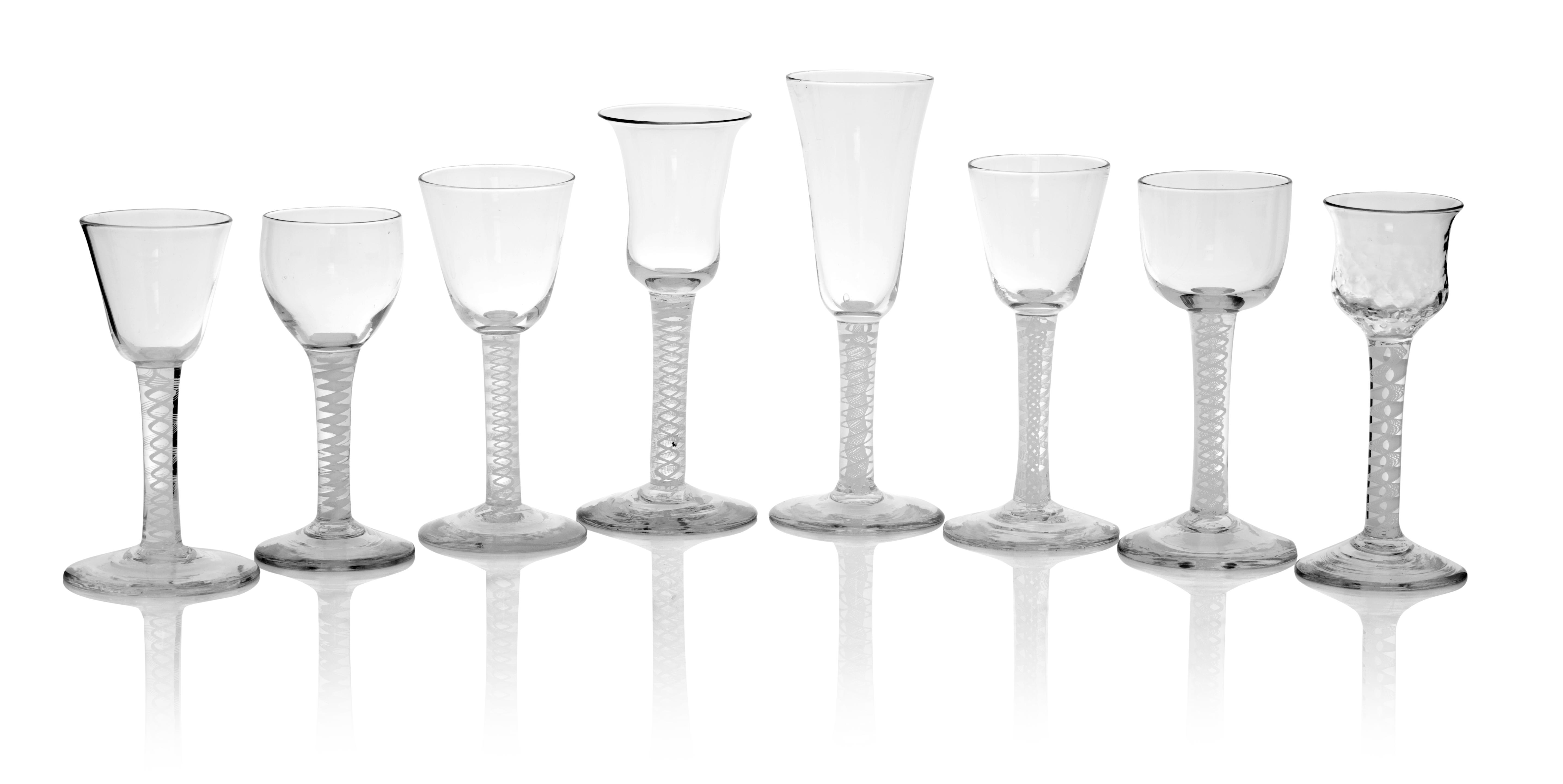 Bonhams Eight Various Opaque Twist Glasses 18th Century