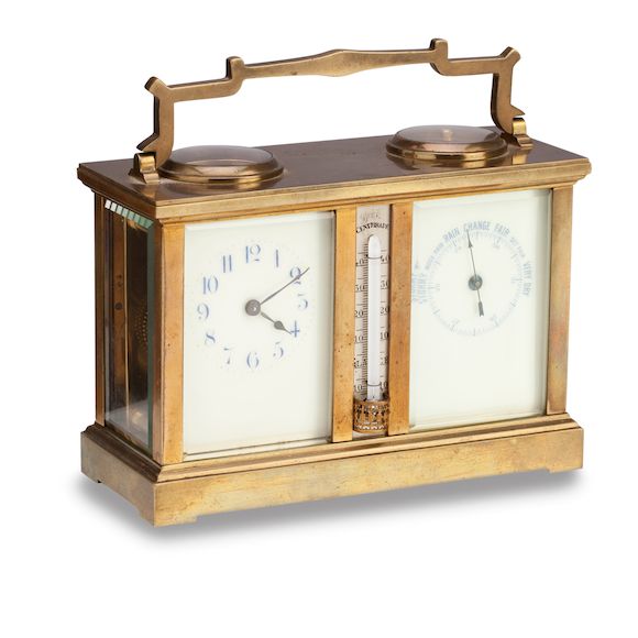 Bonhams : A late 19th century brass desk compendium carriage clock The ...