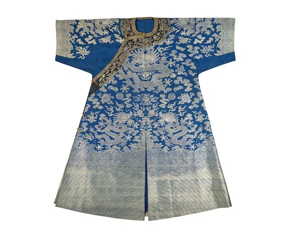 Bonhams : A blue ground 'dragon' robe, jifu 19th century
