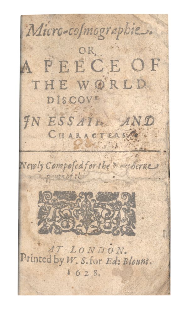 Bonhams : EARLE (JOHN) Micro-cosmographie. Or, a Peece of the World ...