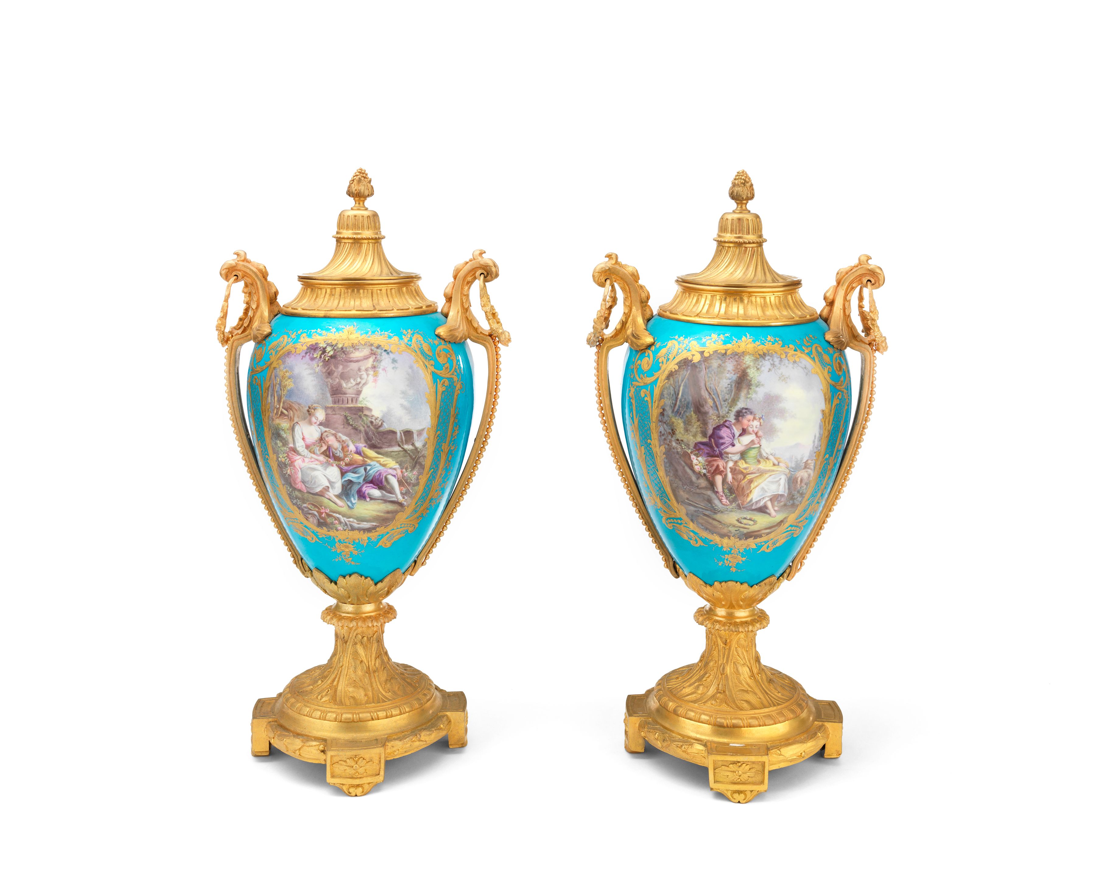 Bonhams : A pair of late 19th century French gilt bronze mounted Sèvres ...