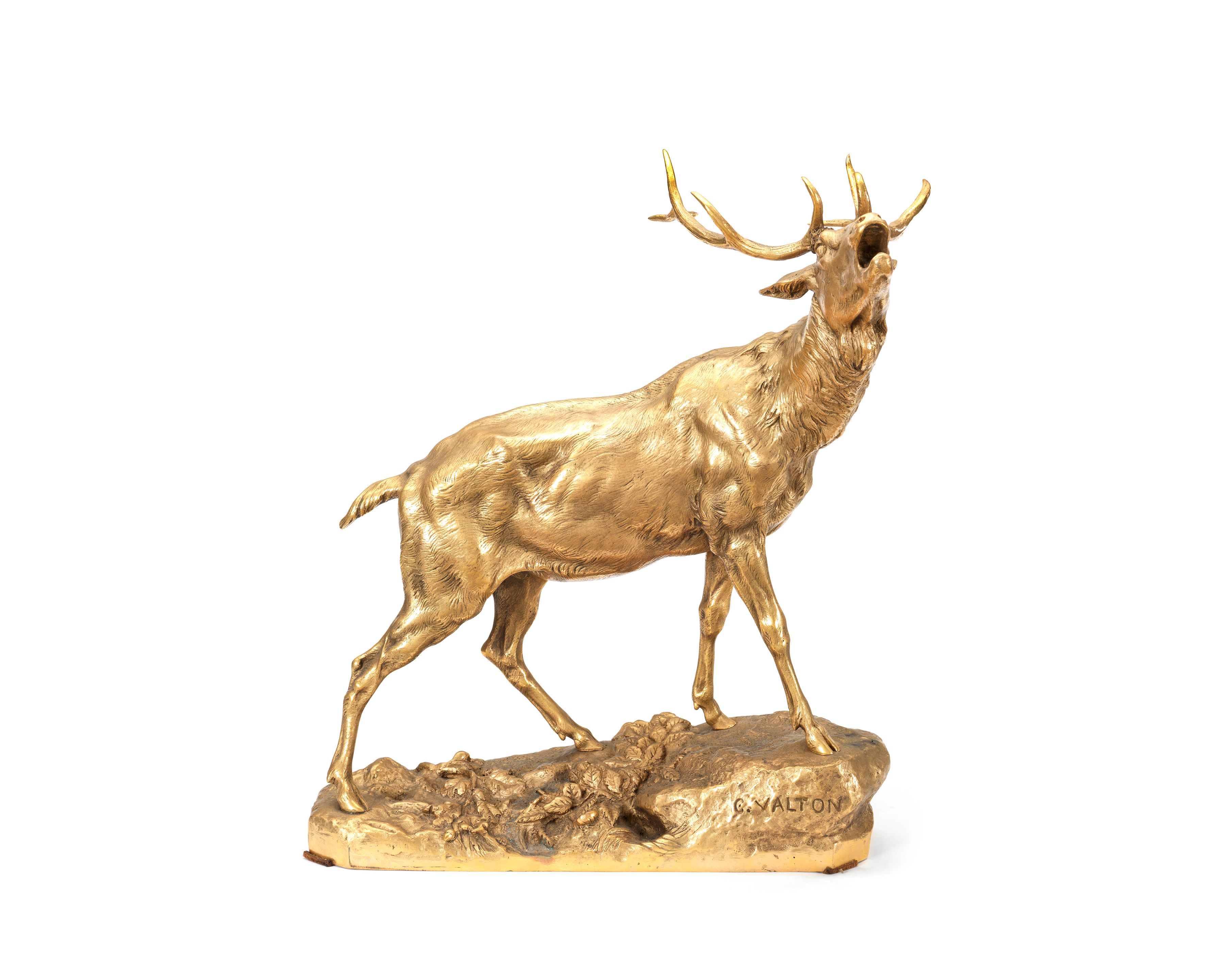 Bonhams : Charles Valton (French, 1851-1918) A gilt bronze model of Stag