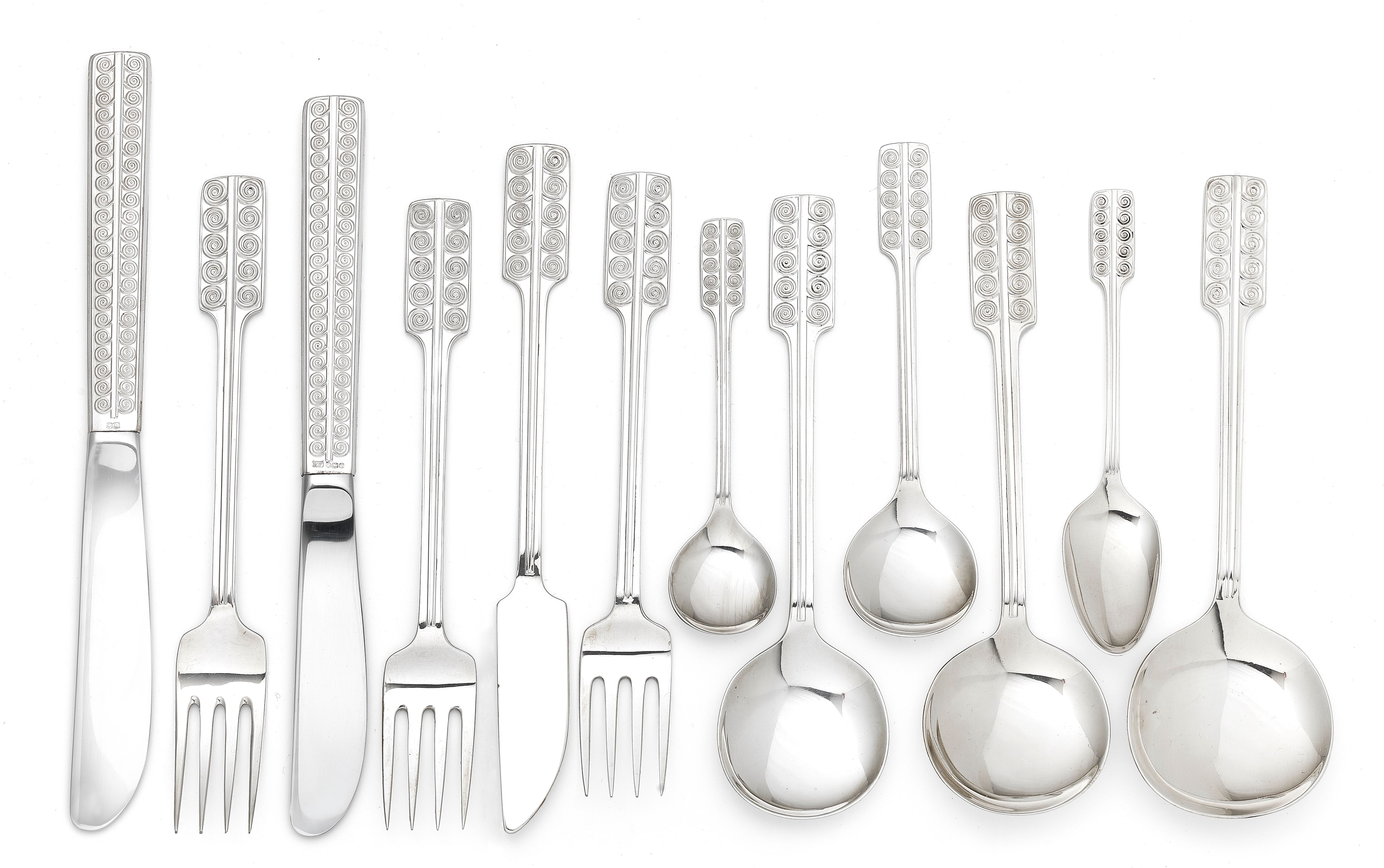 Bonhams : DESIGNED BY GERALD BENNEY FOR VINER A silver table service of ...