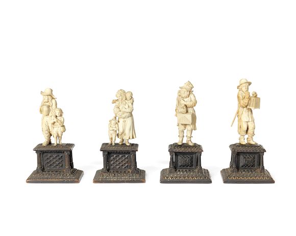 Bonhams : A set of four late 19th century Dieppe carved ivory figures ...