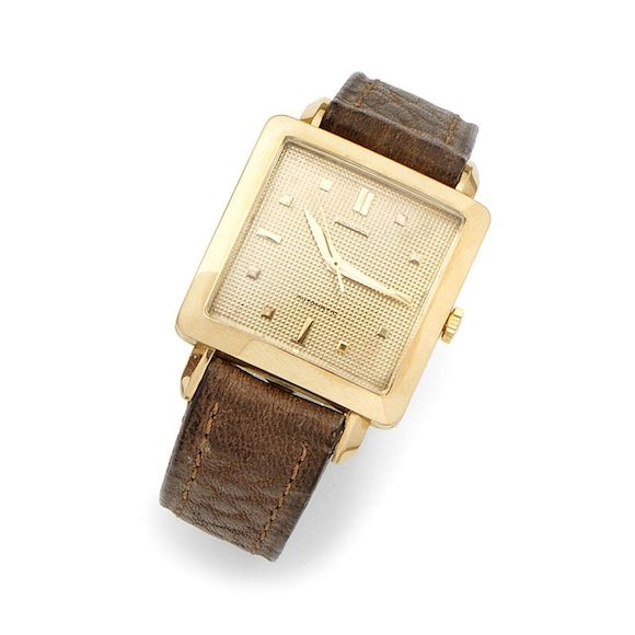 Bonhams : Universal. An 18K gold automatic square wristwatch Case No ...