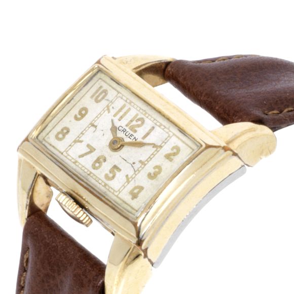 Bonhams : Gruen. A gold plated manual wind rectangular Driver's ...