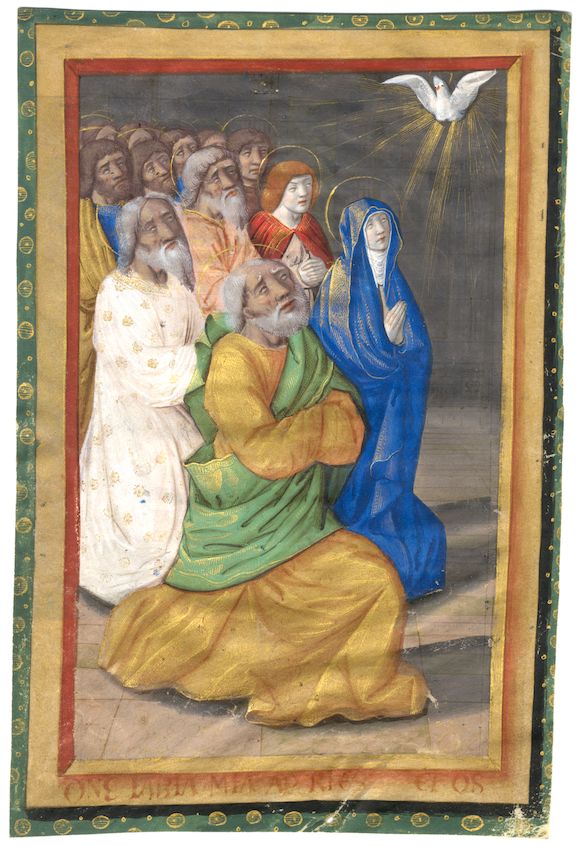 Bonhams : ILLUMINATED MANUSCRIPT LEAF Pentecost, artistic milieu of ...
