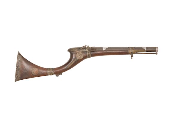 Bonhams : A Rare Small Indian 50-Bore Matchlock Jezail