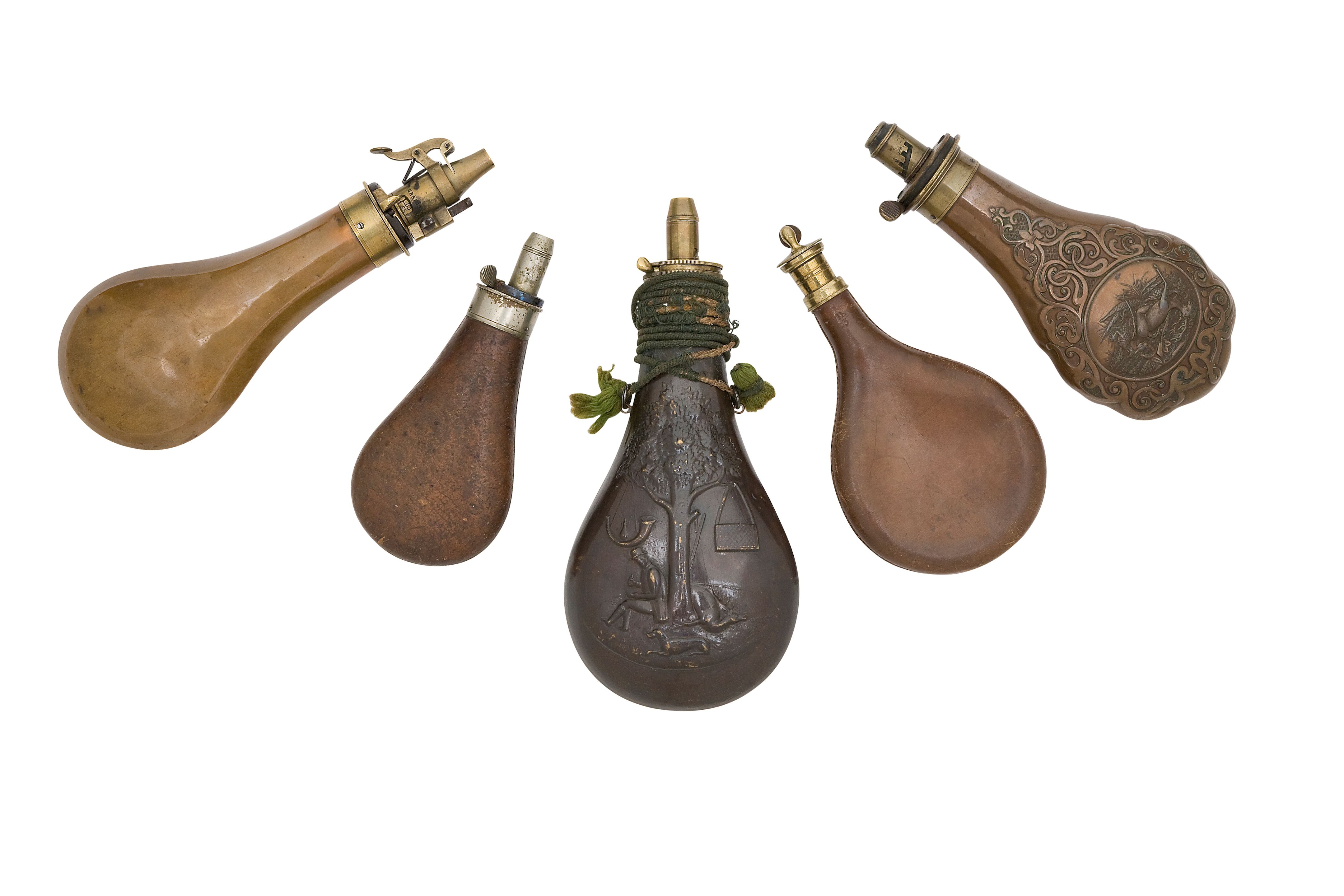 Bonhams : A Group Of Various Powder- And Shot-Flasks For Antique ...