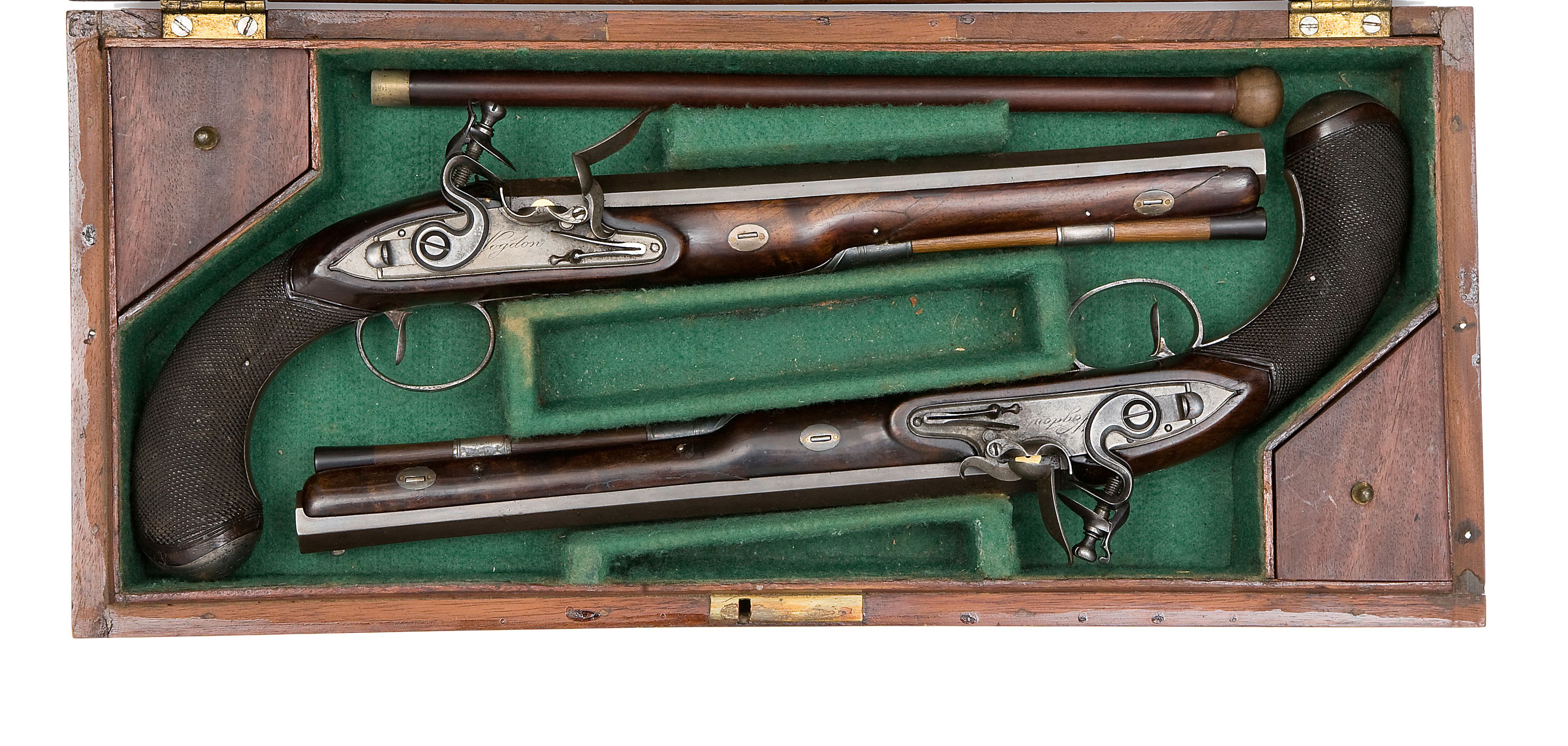 Bonhams : A Cased Pair Of 22-Bore Flintlock Duelling Pistols