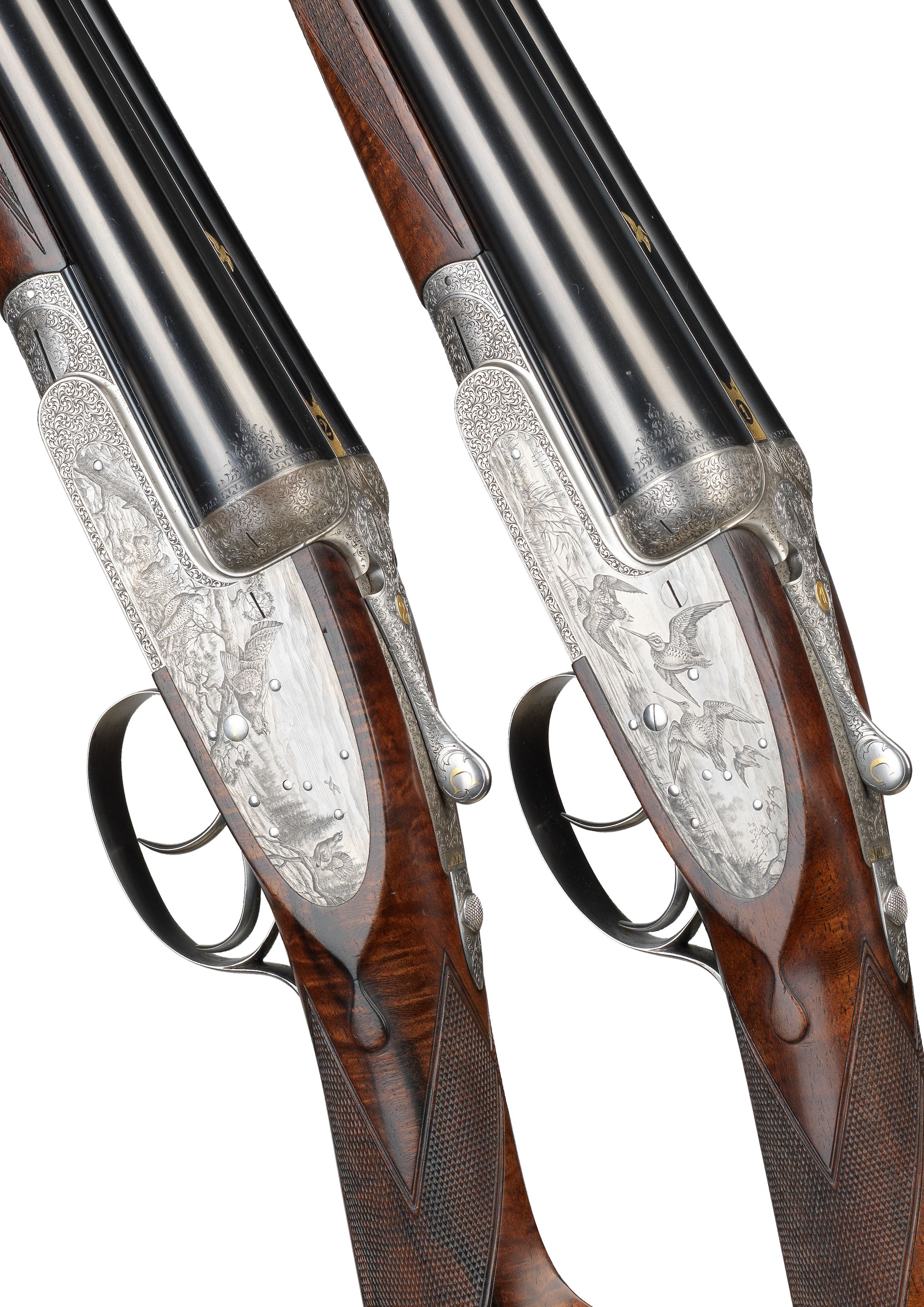 Bonhams : A pair of Galeazzi-engraved 12-bore self-opening sidelock ...
