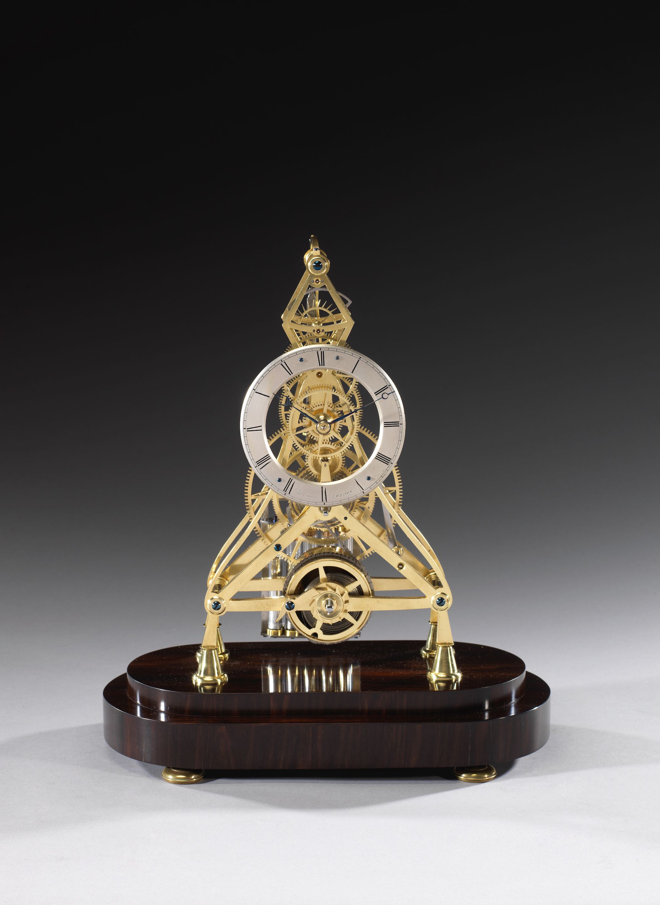 Bonhams : A very rare mid 19th Century English brass skeleton timepiece ...