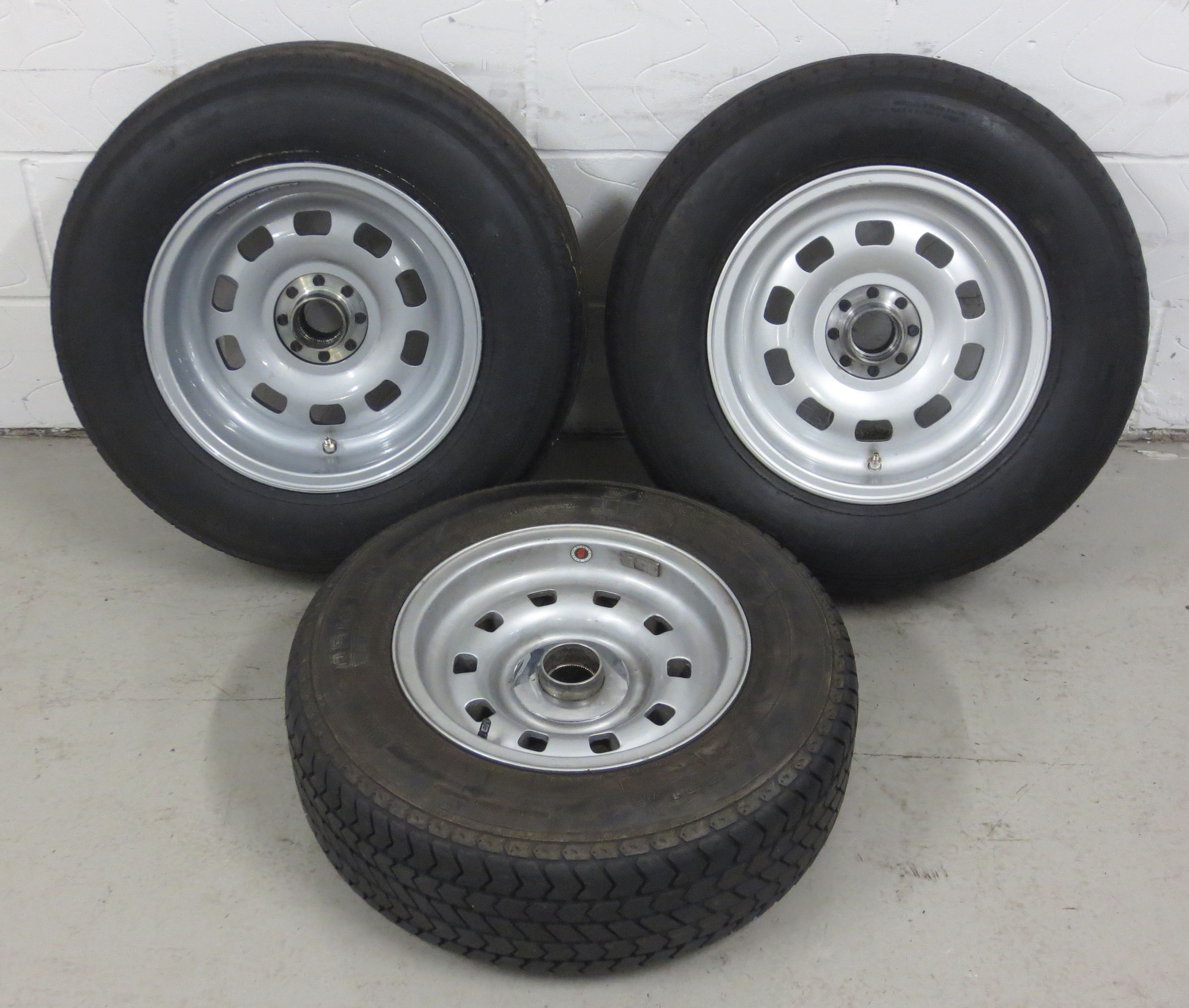 Bonhams Cars : Three alloy wheels with tyres, ((3))